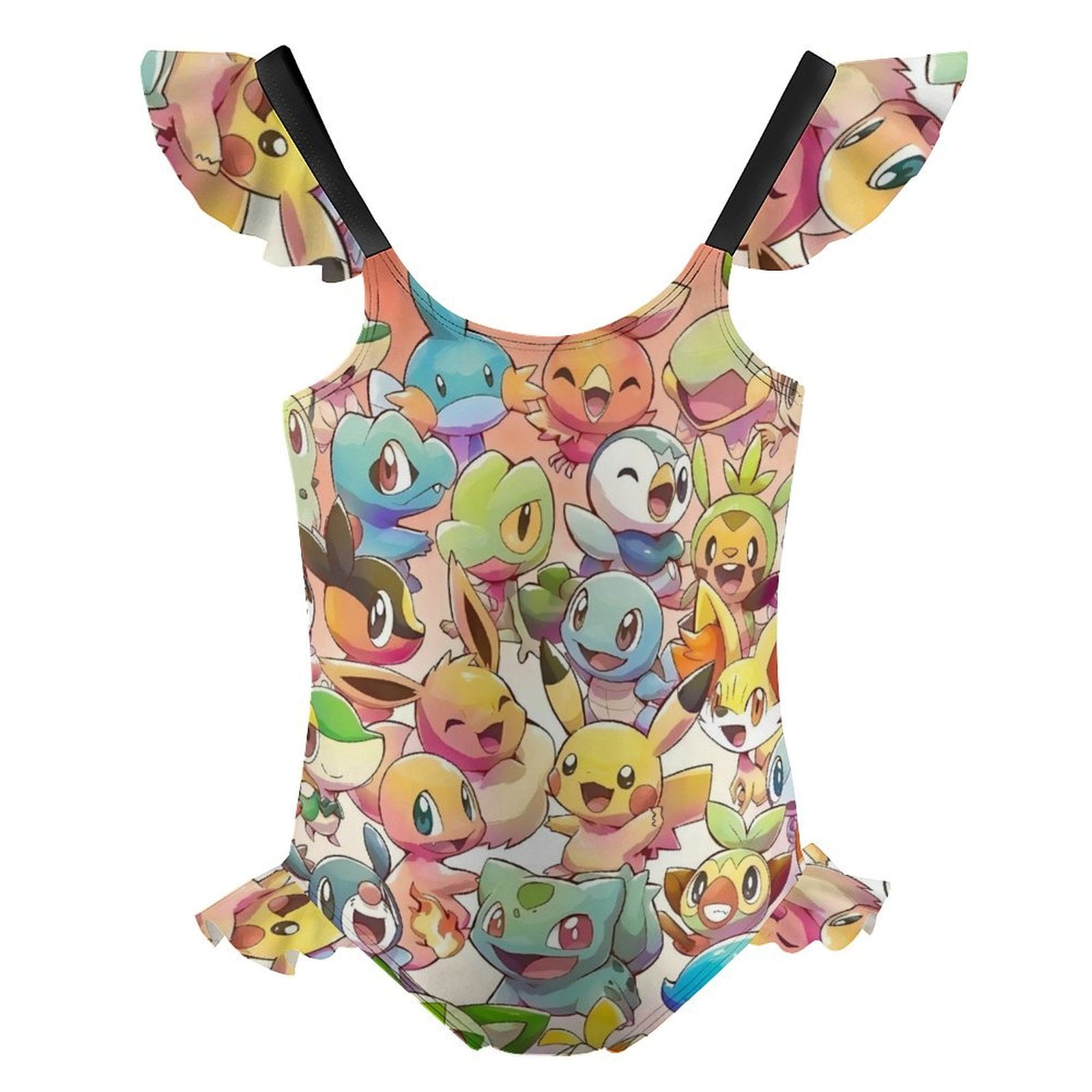 Pokemon Girls cute one-piece swimsuit quick-drying ruffles 6-7Y（110cm ...