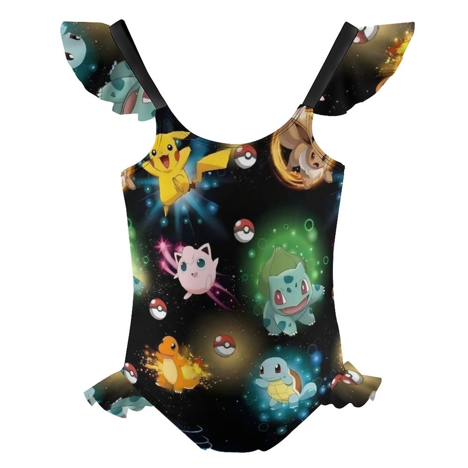 Pokemon Girls cute one-piece swimsuit quick-drying ruffles 8-10Y（130cm ...