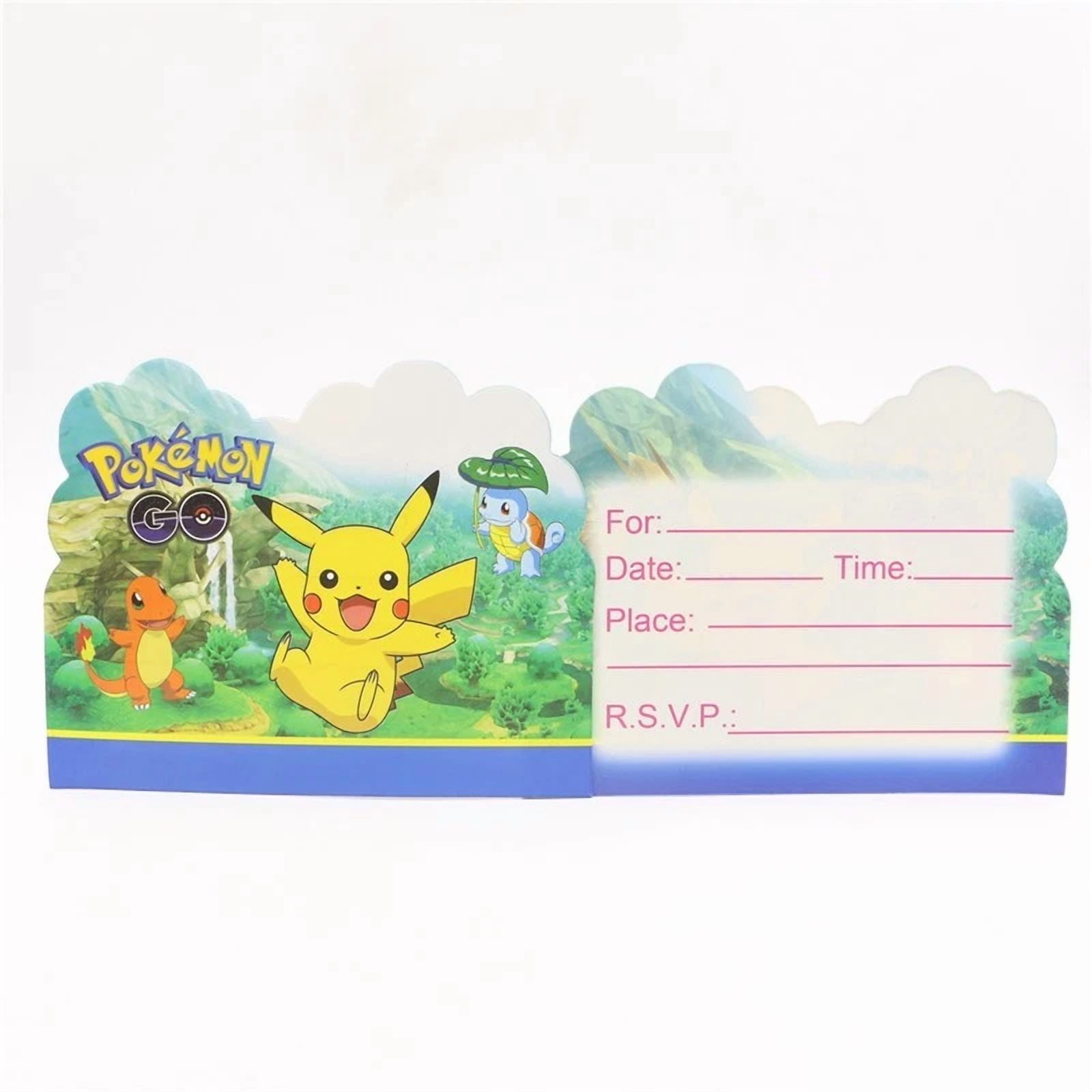 Pokemon Go Pikachu Charmander Birthday Party Invitations 10 Pieces Kids ...