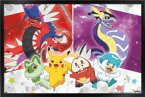 Pokemon - Group Sparkle Wall Poster, 14.725" x 22.375" Framed - Walmart.com