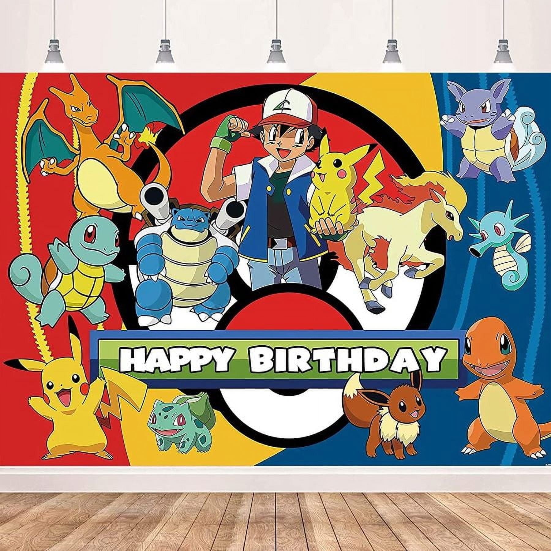 Pokemon Happy Birthday Anime Backdrops Banner Birthday Party Decor ...