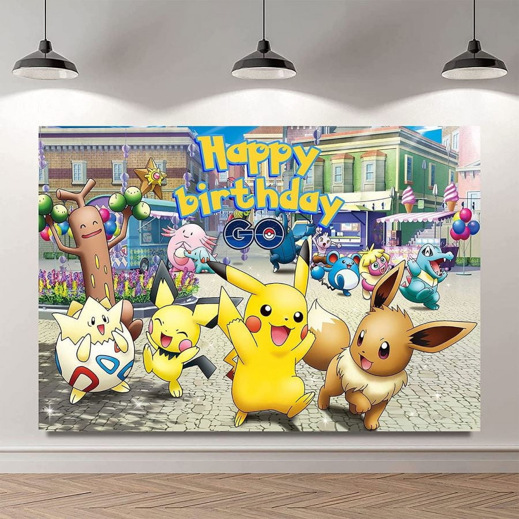 Pokemon Happy Birthday Anime Backdrops Banner Birthday Party Decor ...