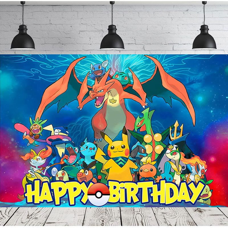 Pokemon Happy Birthday Anime Cartoon Theme Backdrops Banner Birthday ...