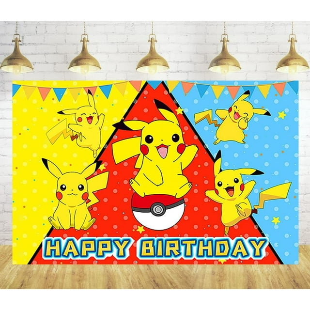 Pokemon Happy Birthday Anime Cartoon Theme Backdrops Banner Birthday ...