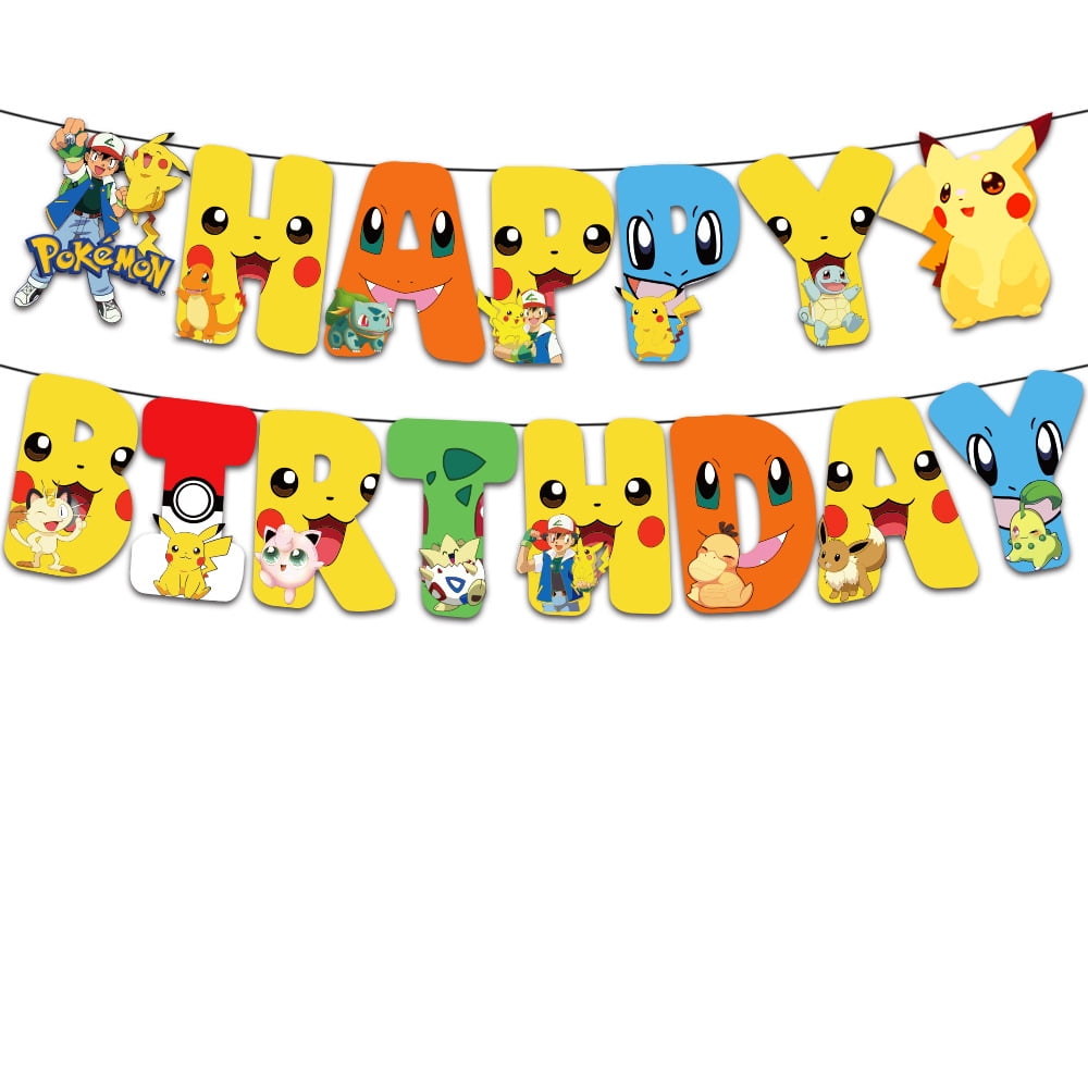 Pokemon Happy Birthday Banner Party Decoration Bunting for Women Men ...