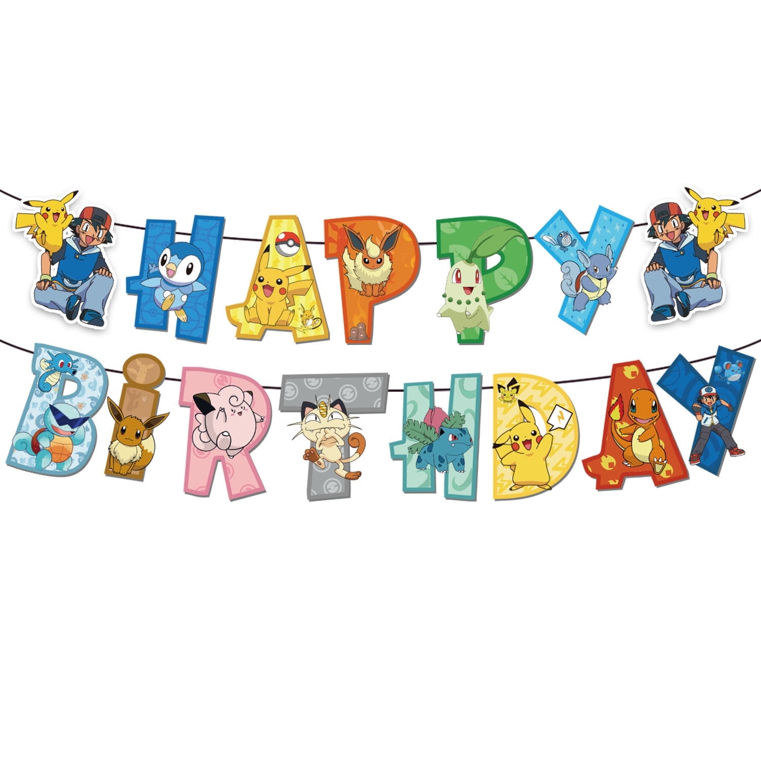 Pokemon Happy Birthday Banner Themed Party Signs for Boys Girls ...
