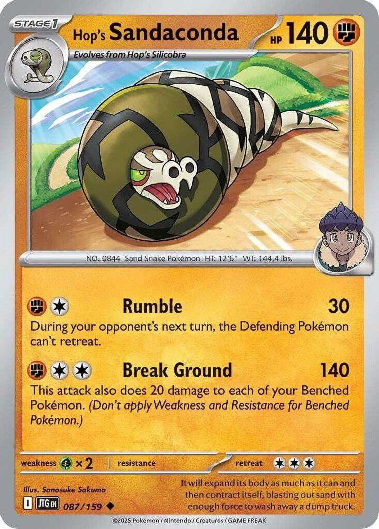 Pokemon Journey Together Uncommon Hop's Sandaconda #87 - Walmart.com