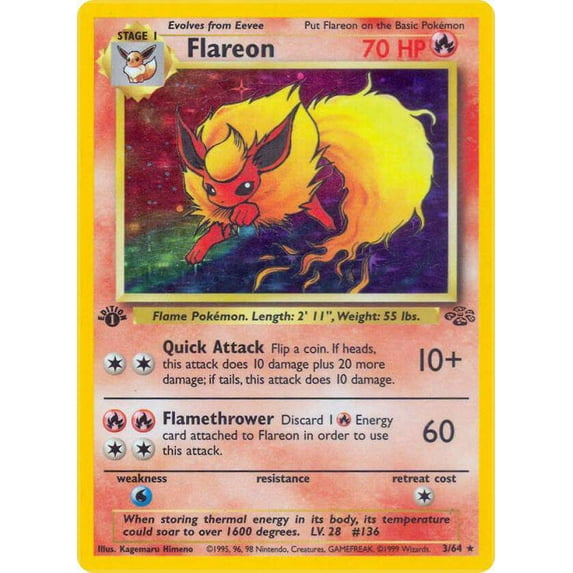 Pokemon Jungle Holo Rare Flareon #3 [1st Edition] - Walmart.com