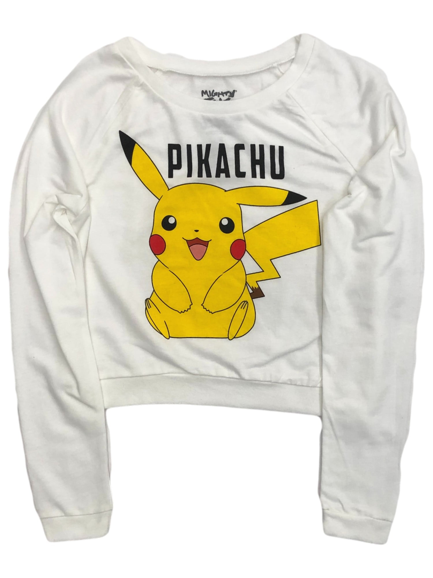 Pokemon Junior Womens White Cropped Pikachu Sweatshirt Sweat Shirt ...