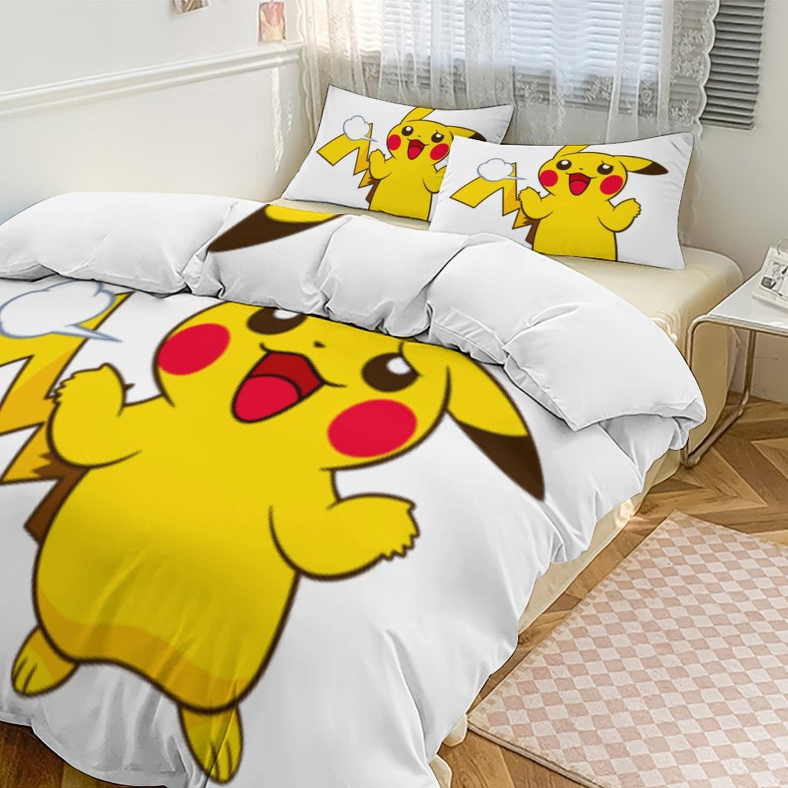 Pokemon Kids Bedding Set 3 Piece Set Cartoon Double-sided Printing ...