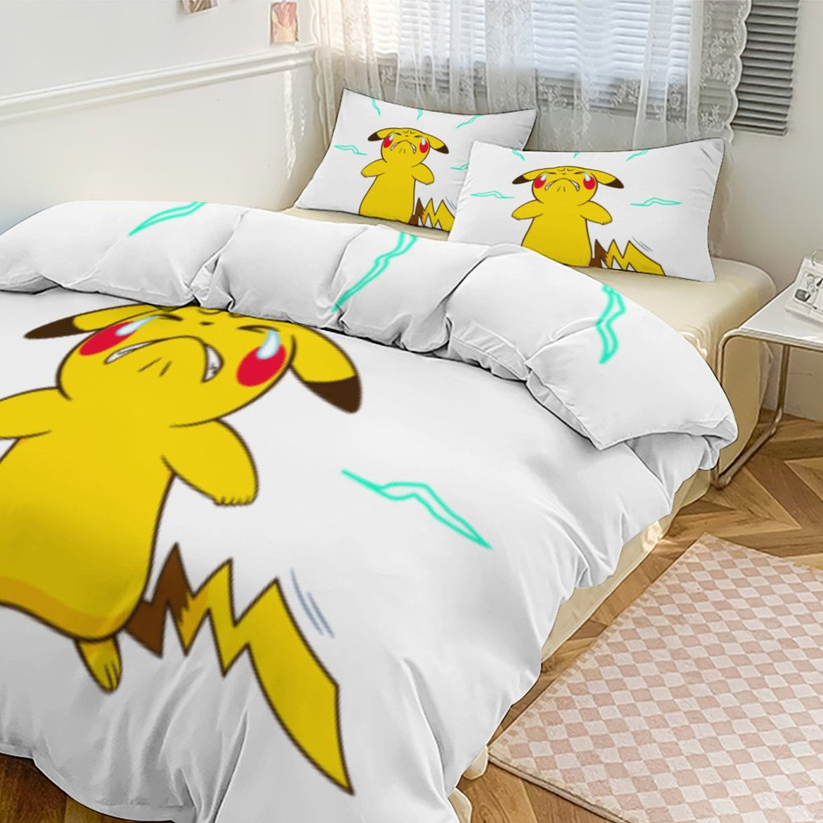 Pokemon Kids Bedding Set 3 Piece Set Cartoon Double-sided Printing ...