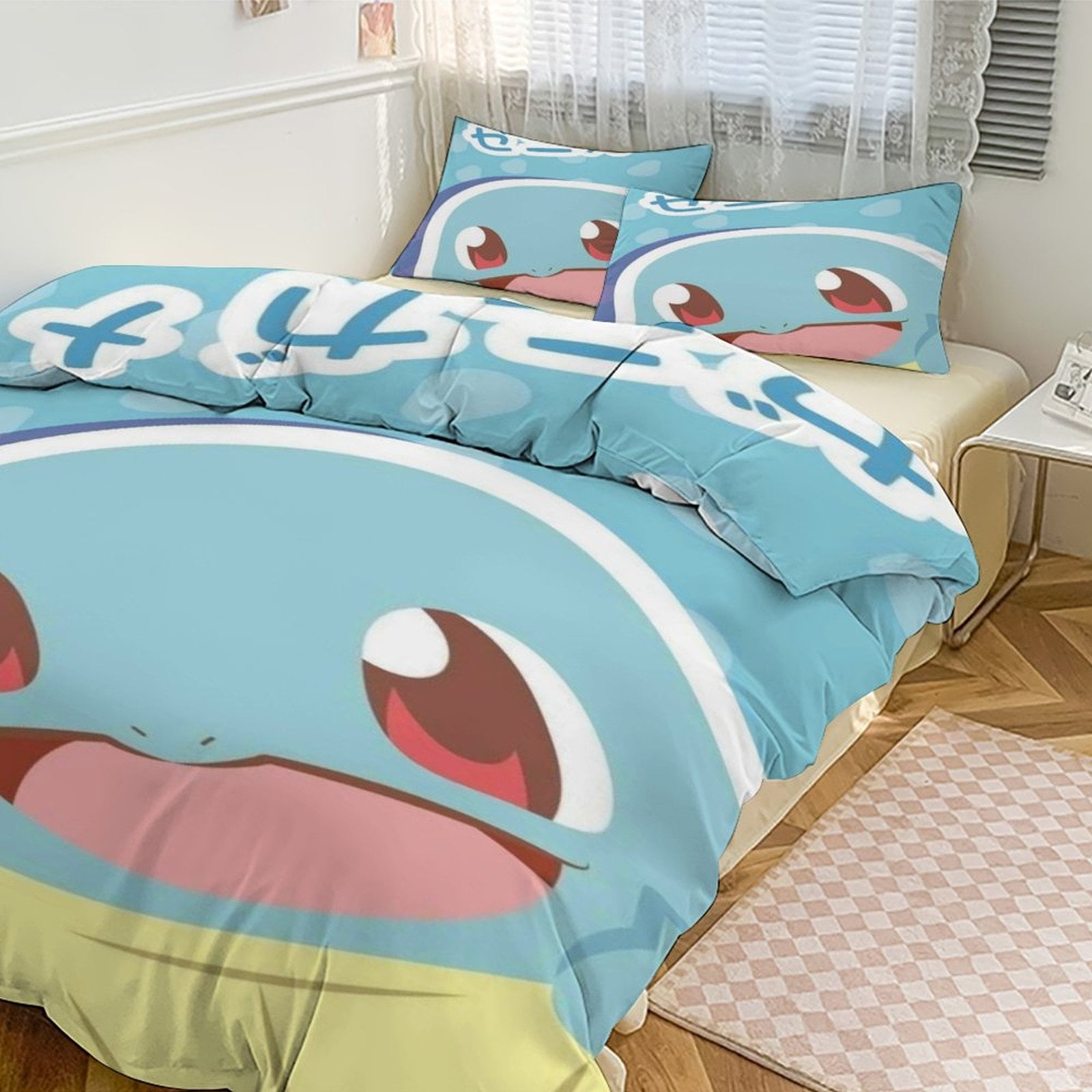 Pokemon Kids Bedding Set 3 Piece Set Cartoon Double-sided Printing ...