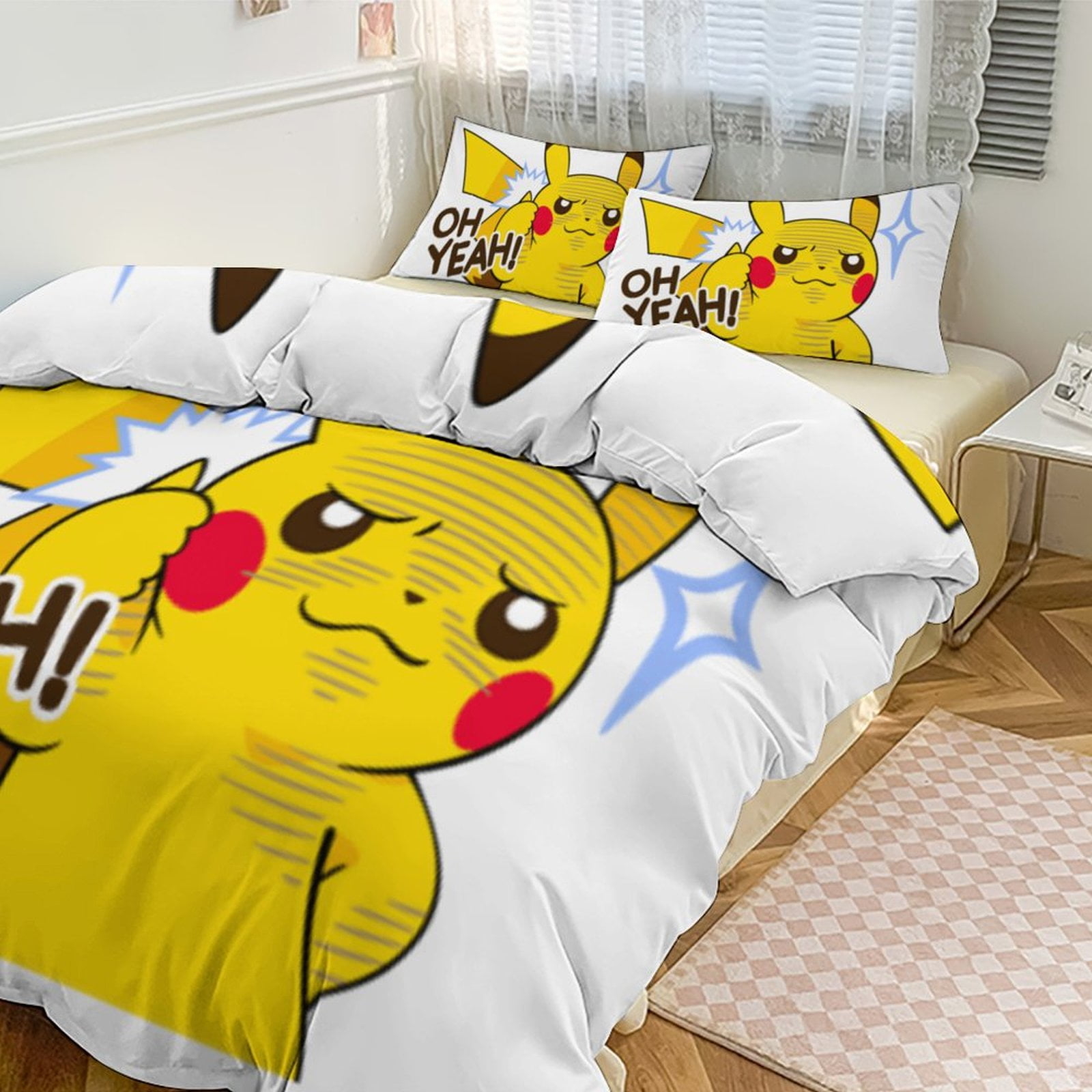 Pokemon Kids Bedding Set 3 Piece Set Cartoon Double-sided Printing ...
