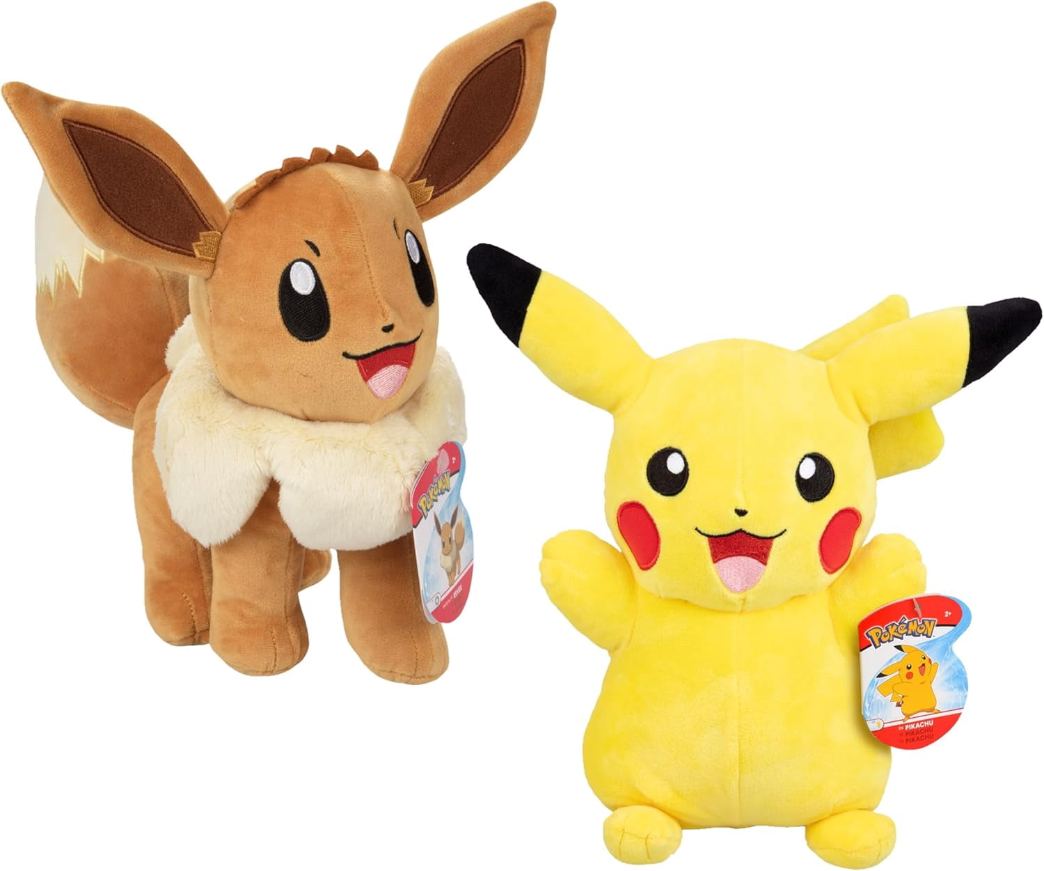 Pokemon Large 12" Eevee & Pikachu Plush, 2-Pack - Officially Licensed ...