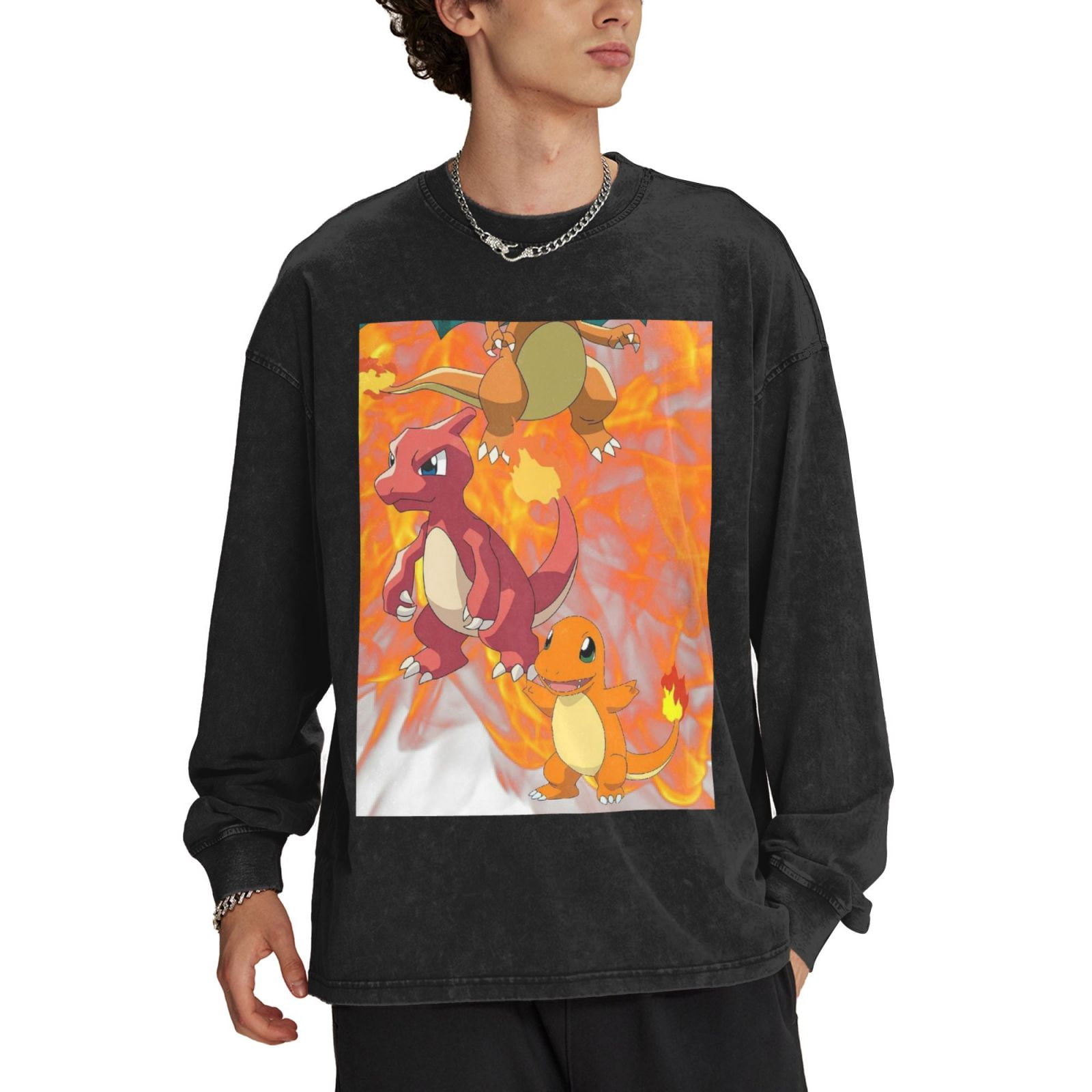 Pokemon Long Sleeve Shirt Men's Heavy Weight Crew Neck Long Sleeve T ...