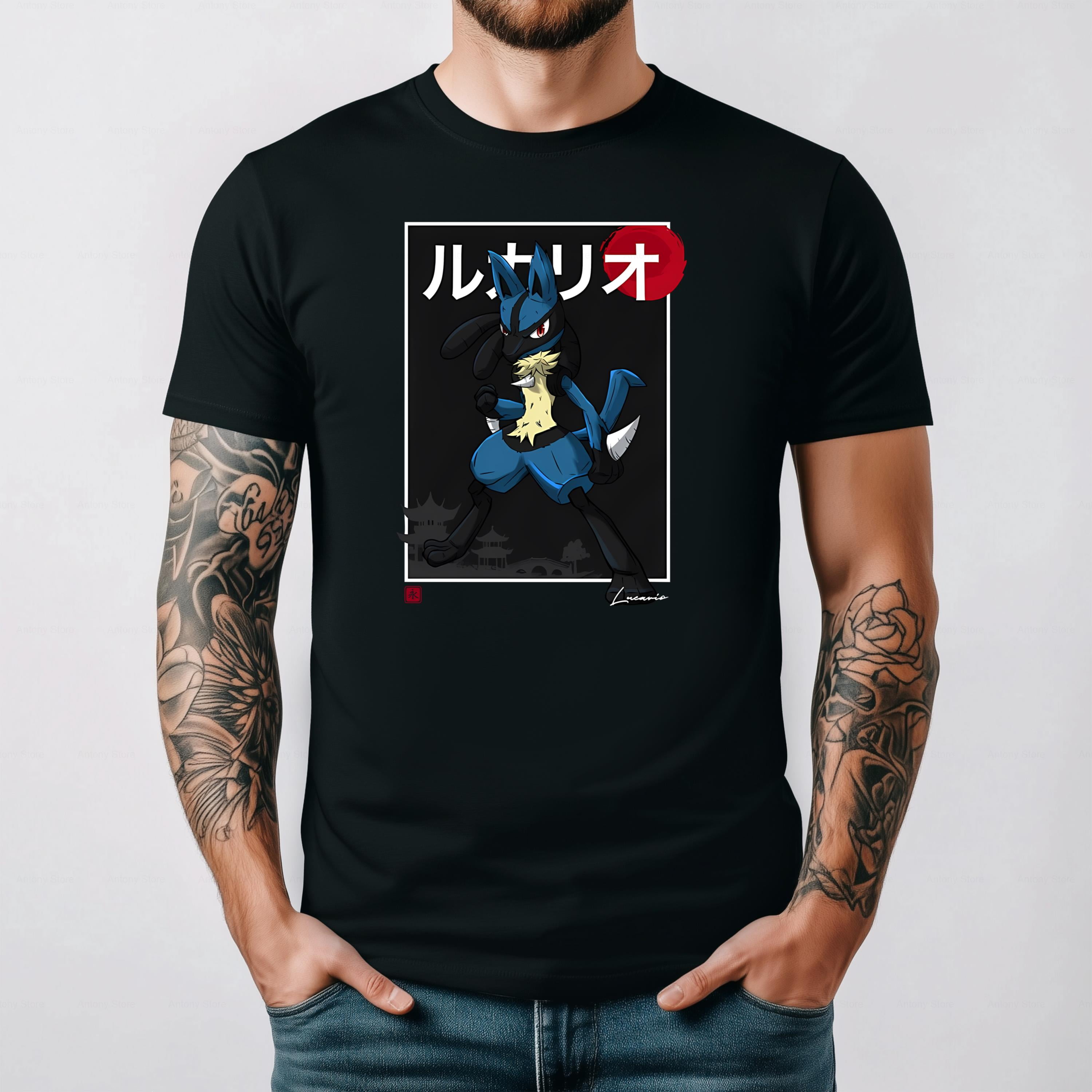 Pokemon Lucario Fighting Steel Type Character Graphic T-Shirt unisex up ...