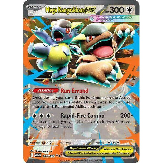 Pokemon ME01: Mega Evolution Double Rare Mega Kangaskhan ex #104 ...