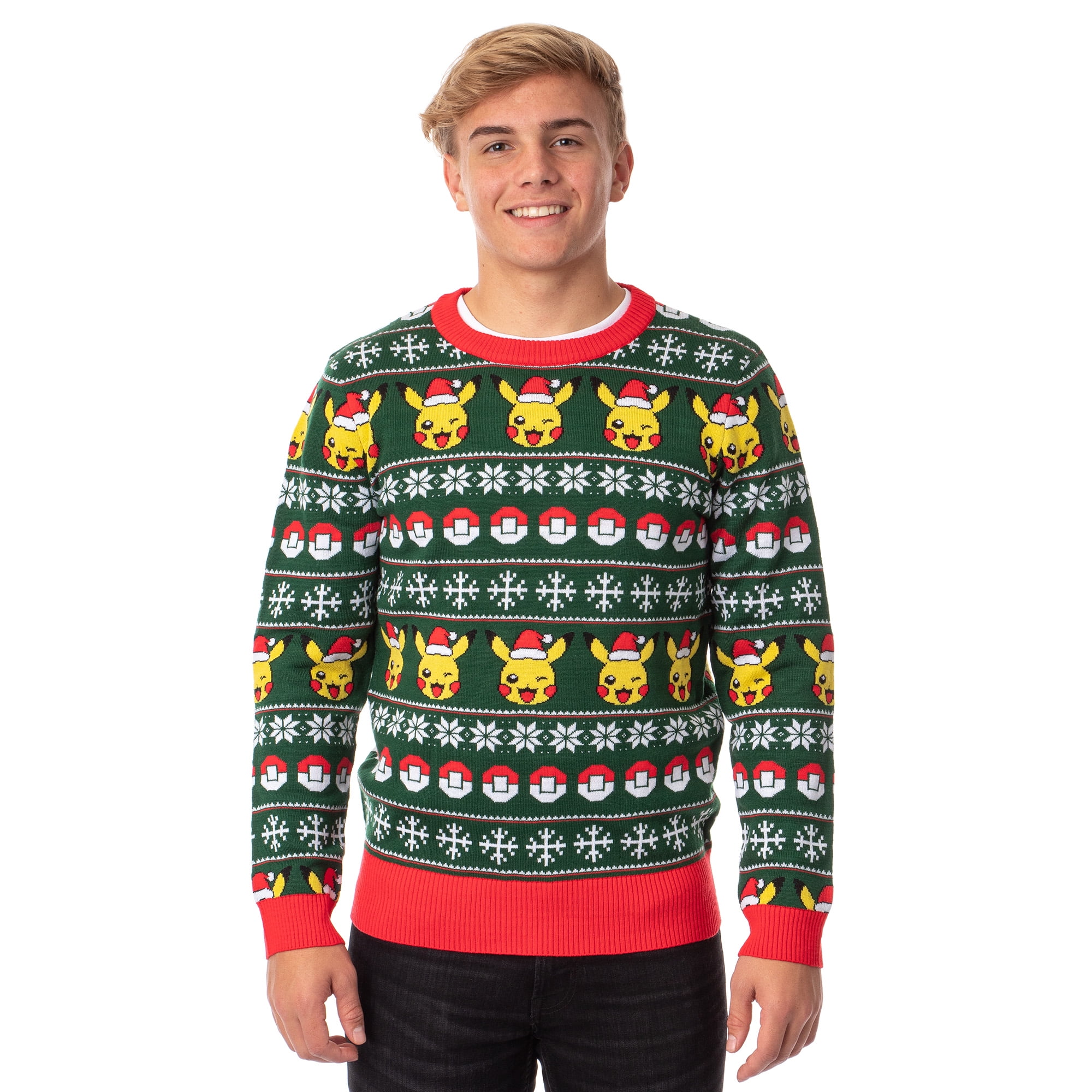 Pokemon Adult Pullover: Men's Santa Pikachu Holiday Fair Isle Ugly ...