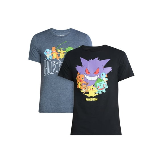 Pokemon Men's and Big Men's Graphic Tee Shirts, 2-Pack, Sizes S-3XL ...