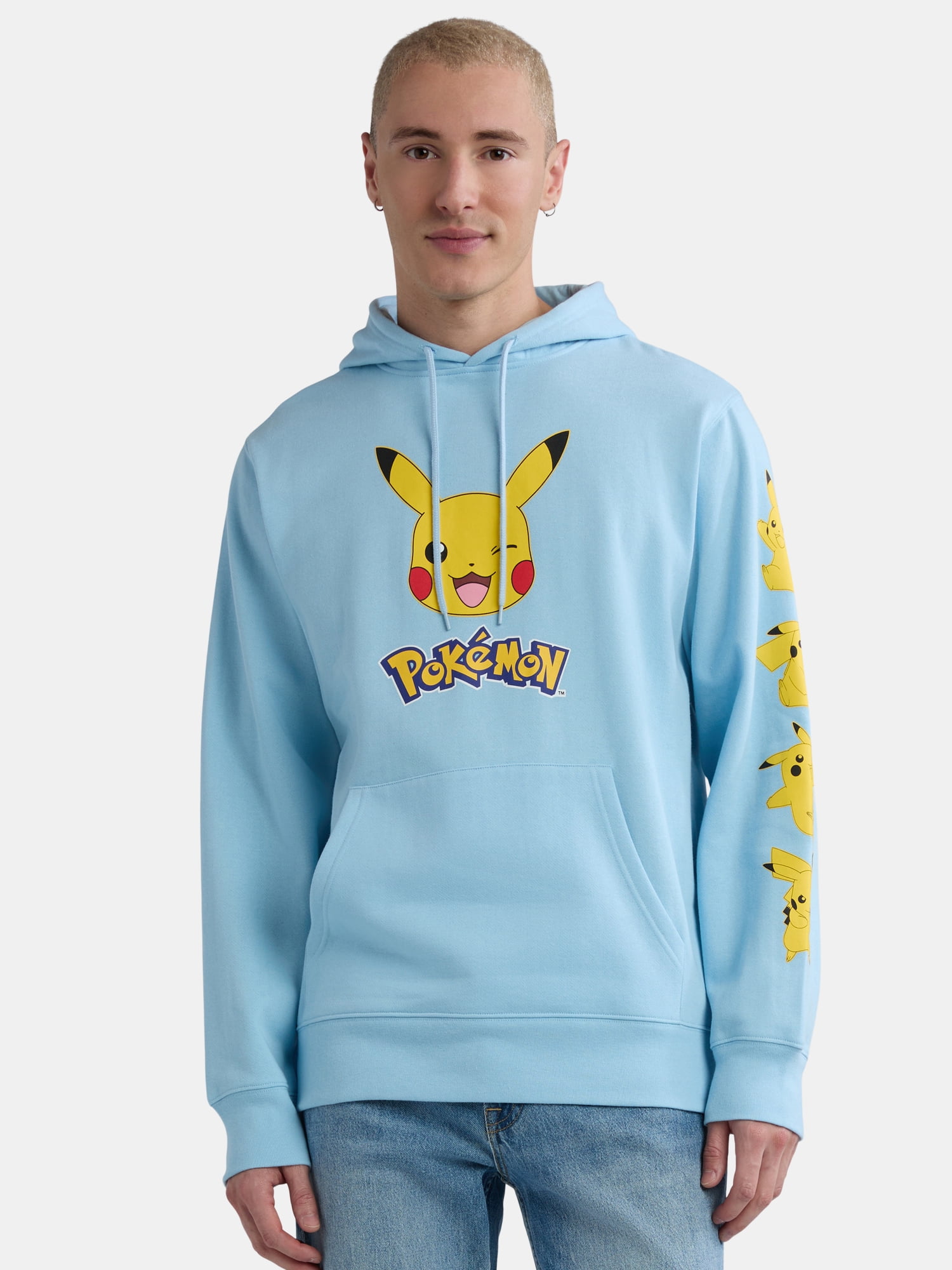 Pokémon Men’s Pikachu Graphic Hoodie with Long Sleeves, Sizes S-3XL ...