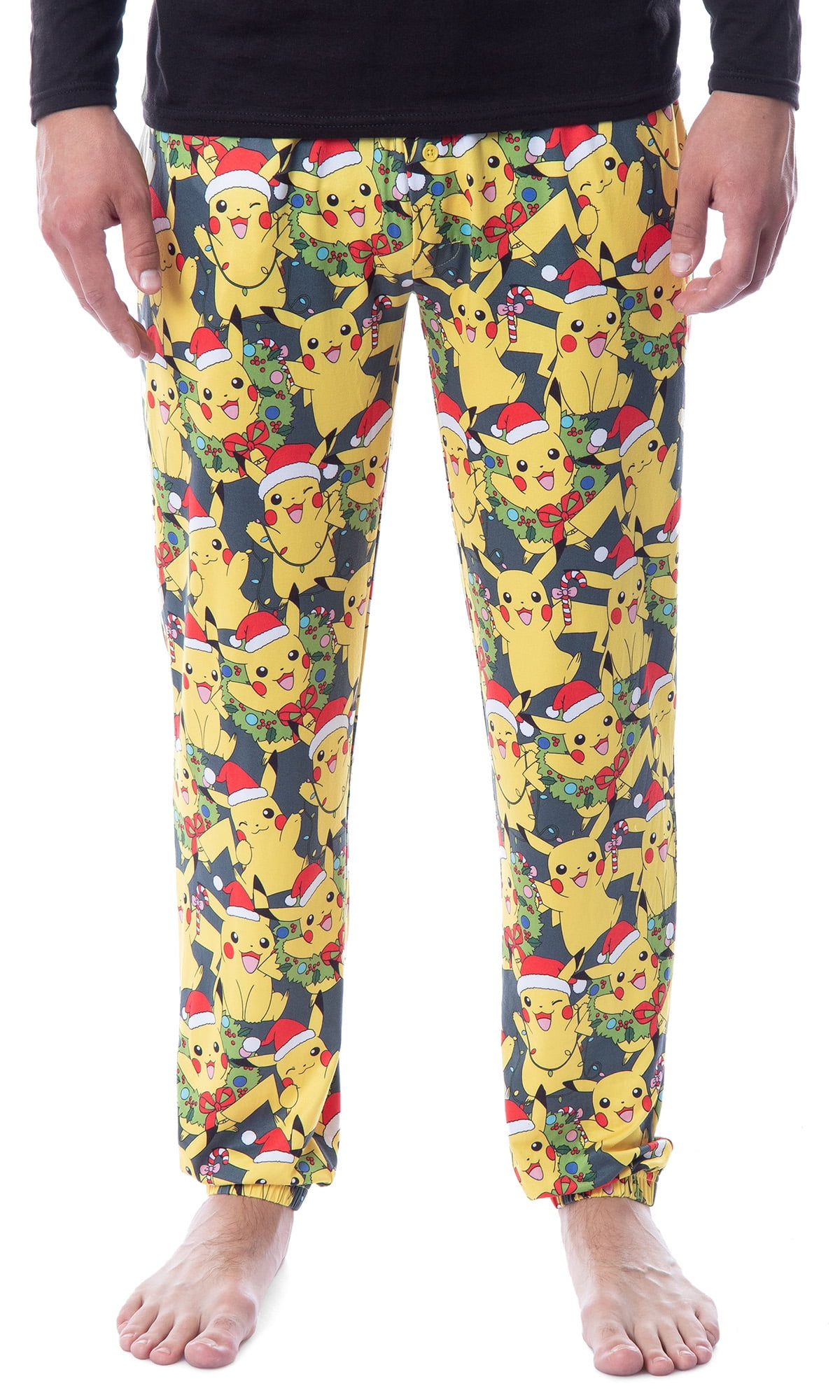 Pokemon Adult Men's Christmas Pikachu Print Lounge Pajama Sweatpants ...
