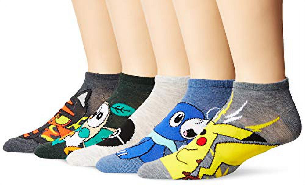 Adult Pokemon Mens 5 Pack No Show Casual Socks, Assorted Colors, Size ...