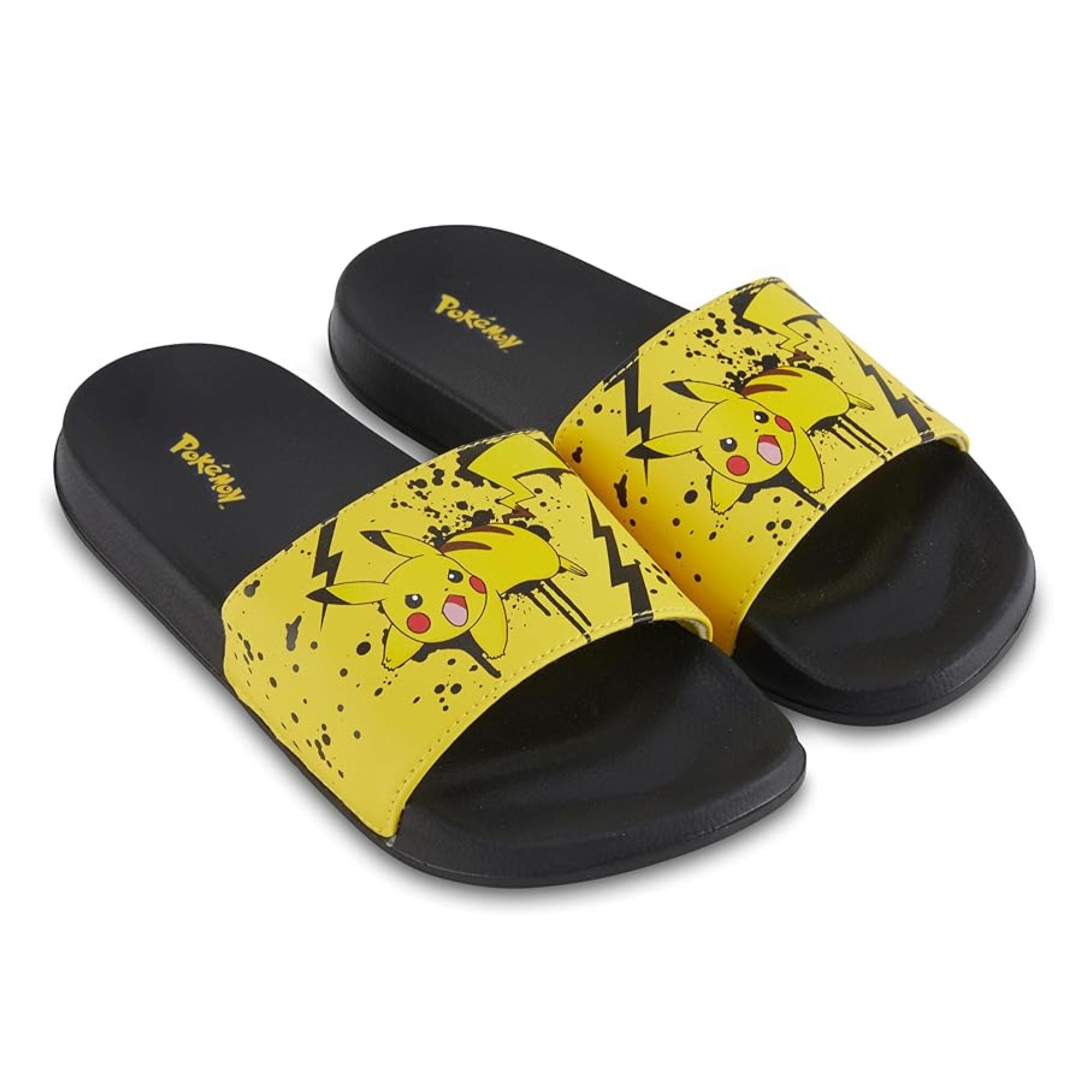 Pokemon Men's Slides, Printed Cartoon Pikachu Slippers Sandals Black ...
