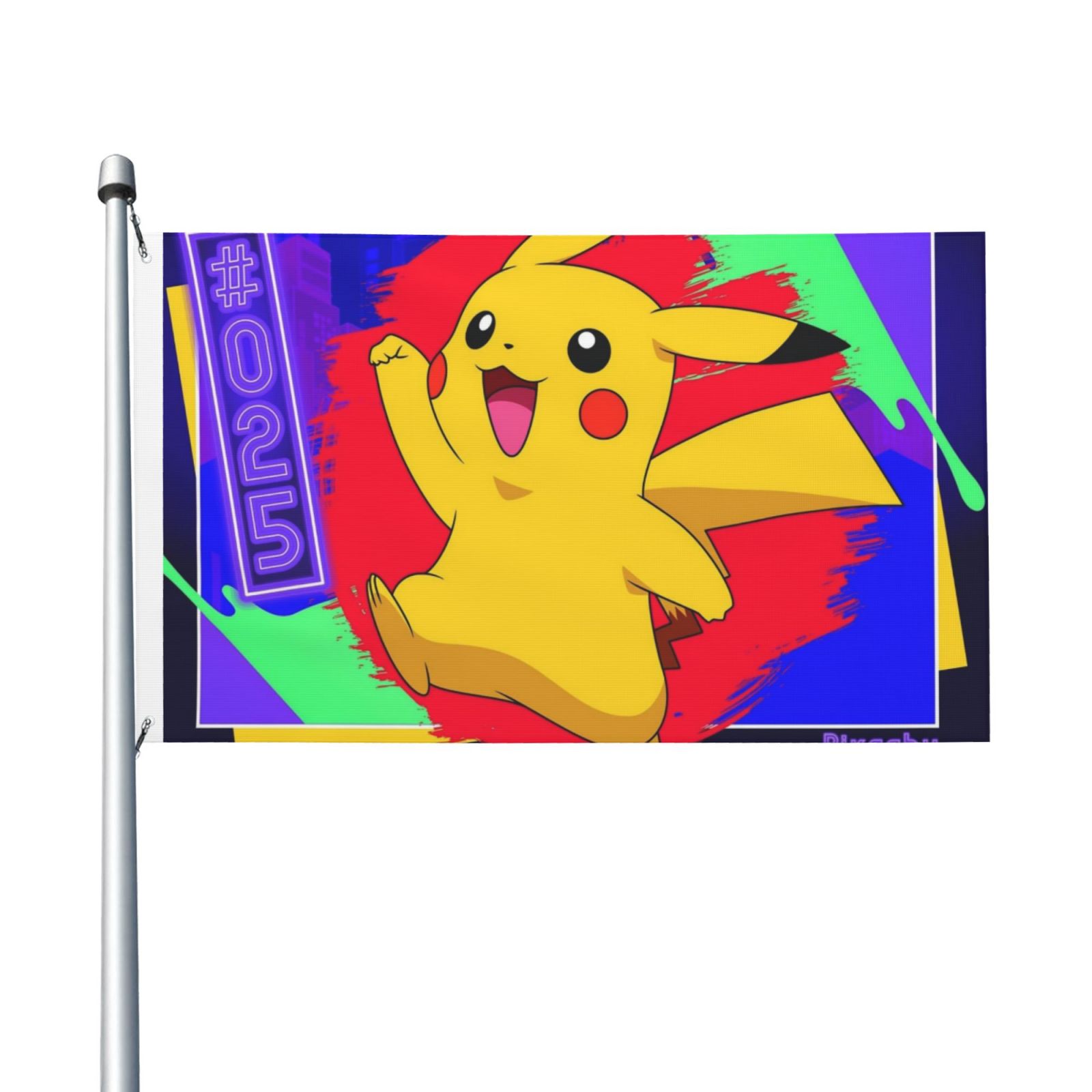 Pokemon - Neon Lights Pikachu 3x5ft Face Flag Fade Proof Holiday Fall ...