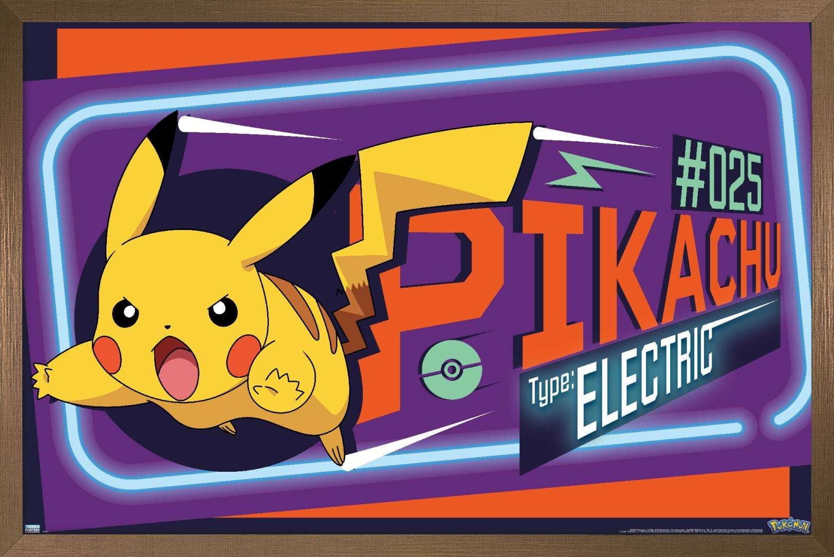 Pokemon - Neon Pikachu Wall Poster, 22.375" x 34", Framed - Walmart.com