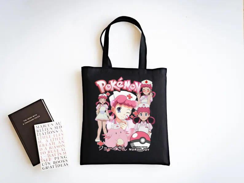 Pokemon Nurse Joy Anime Character Healing Graphic Design Fan Tote Bag ...