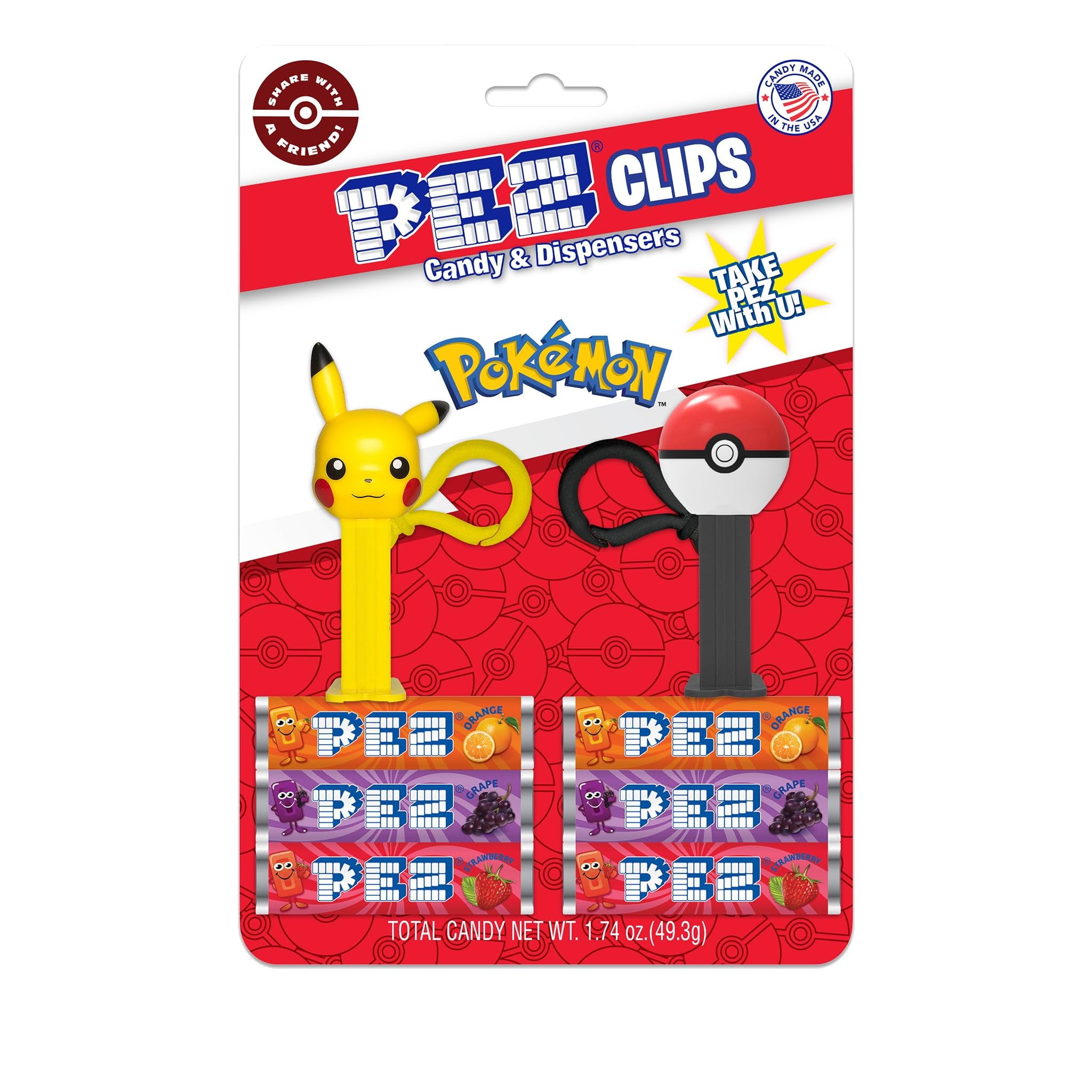 Pokemon PEZ Clips (Two MFF30 mini PEZ Dispensers on keychain clip + six ...