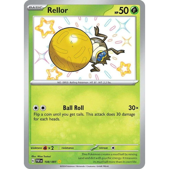 Pokemon Paldean Fates Rellor #108 [Shiny Rare] - Walmart.com