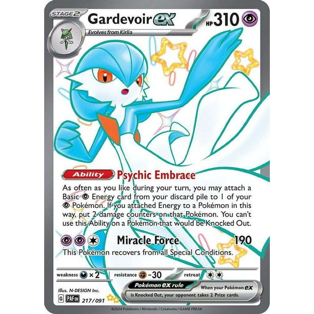 Pokemon Paldean Fates Shiny Ultra Rare Gardevoir ex #217 - Walmart.com