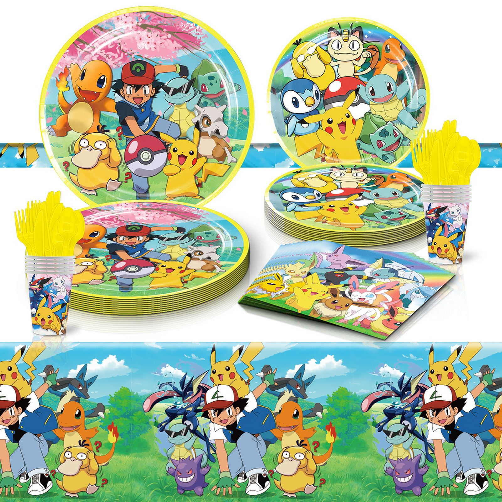 Pokemon Party Tableware Set Plates Cup Kit Birthday Supplies ...