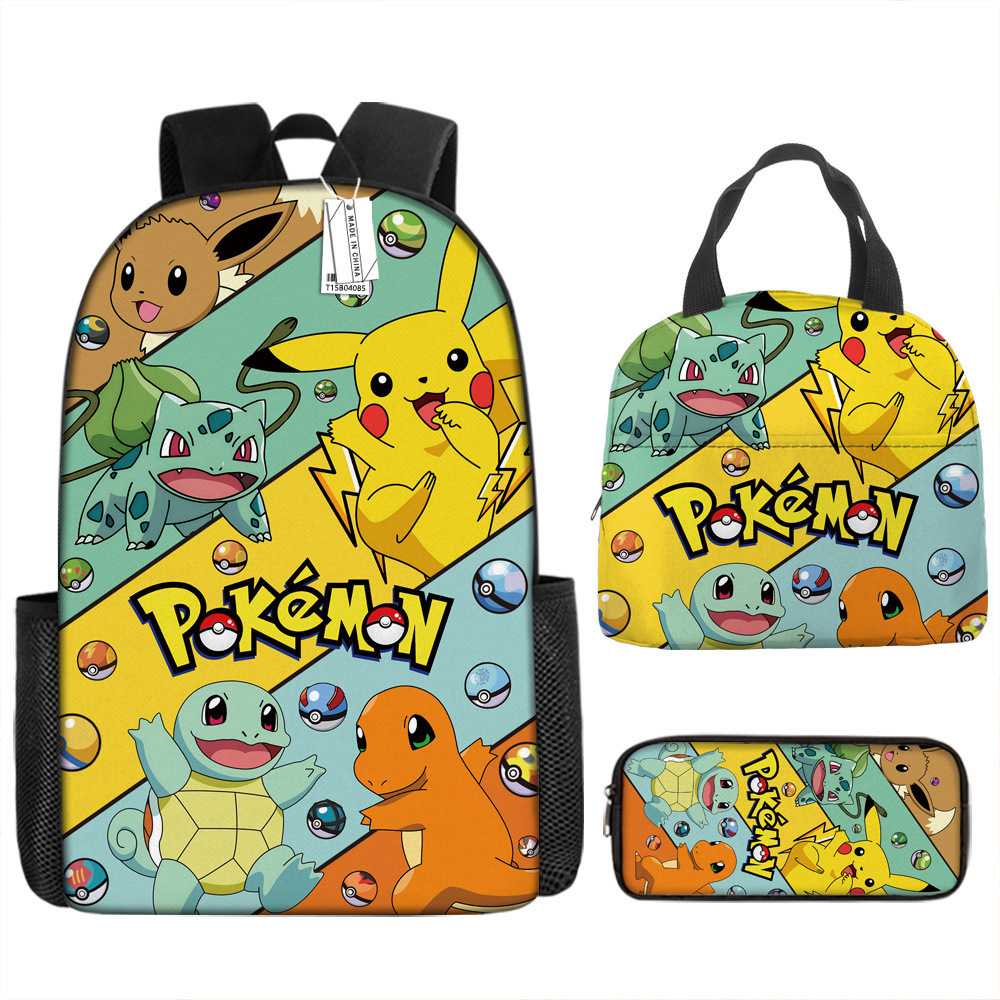 Pokemon_Pi‘’ka-chuPokemon_Pi_ka_chu 3-Piece Backpack Set - Cute Cartoon Bookbag, Insulated Lunch ...