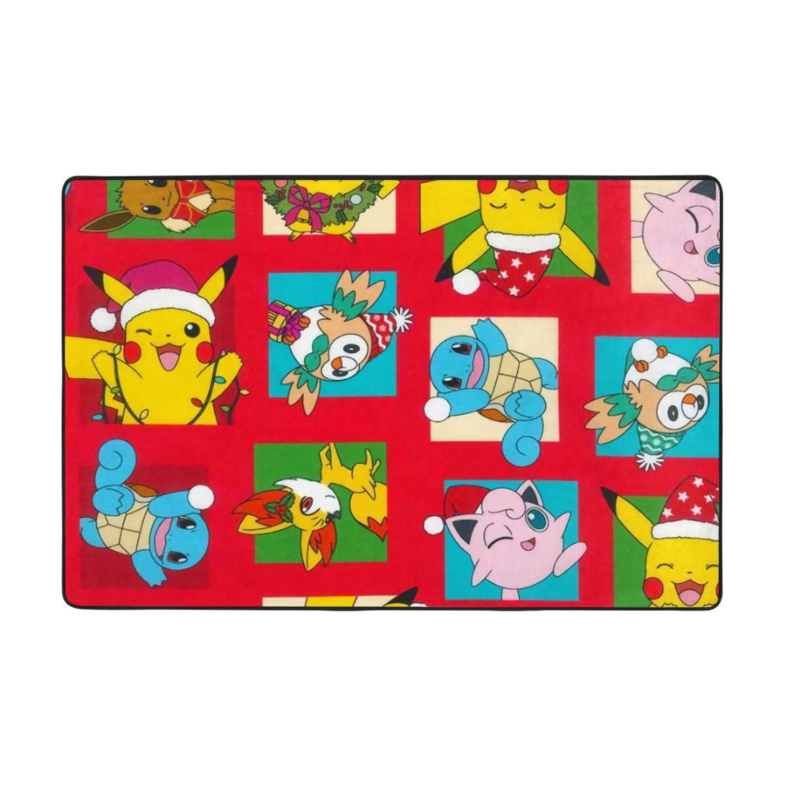 Pokemon Pickachu's Holiday in Red Gamer Rug Room Non-Slip Gaming Rug ...