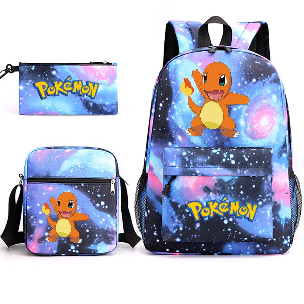 Pokemon_Pika-chu Backpack 3pcs- Cute Design Unisex Shoulder Bag ...