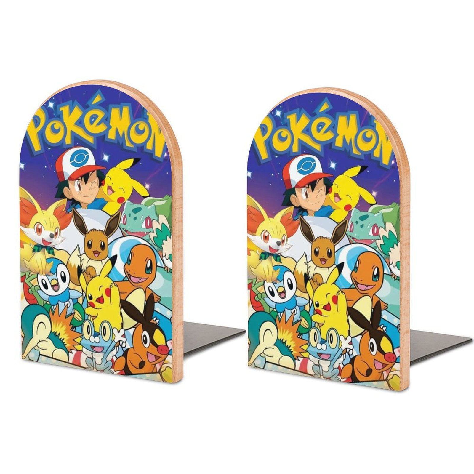 Pokemon-Pikachu 121l 2PCS Wood Bookends for Shelves, Non-Slip Book ...