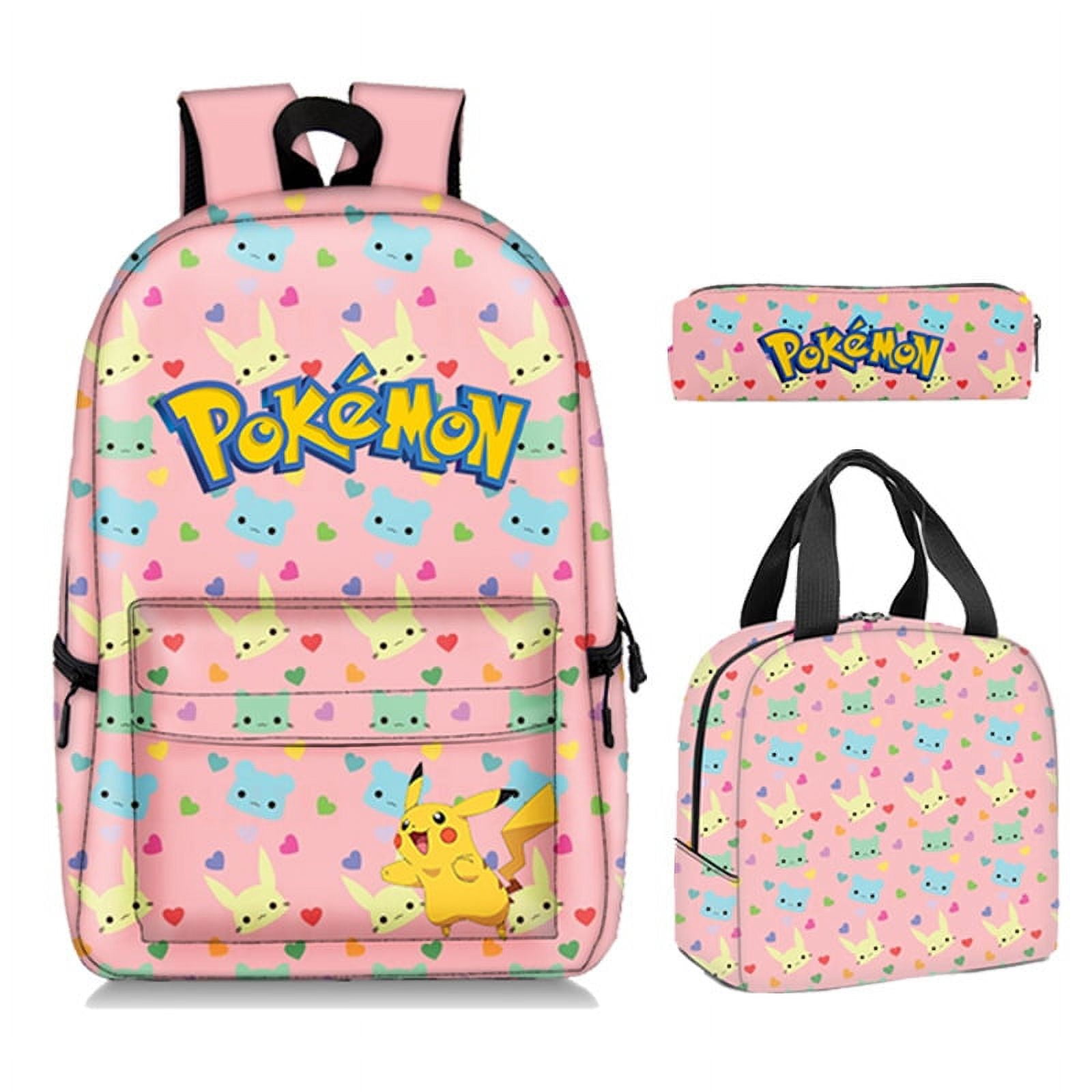 Pokemon_Pikachu 3-Piece Backpack Set - Cute Cartoon Backpack, Insulated ...