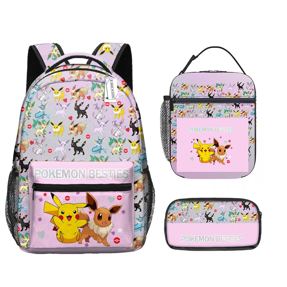 LAK03S Pokemon Pikachu 16-inch Backpack Set with Insulated Lunch Bag ...