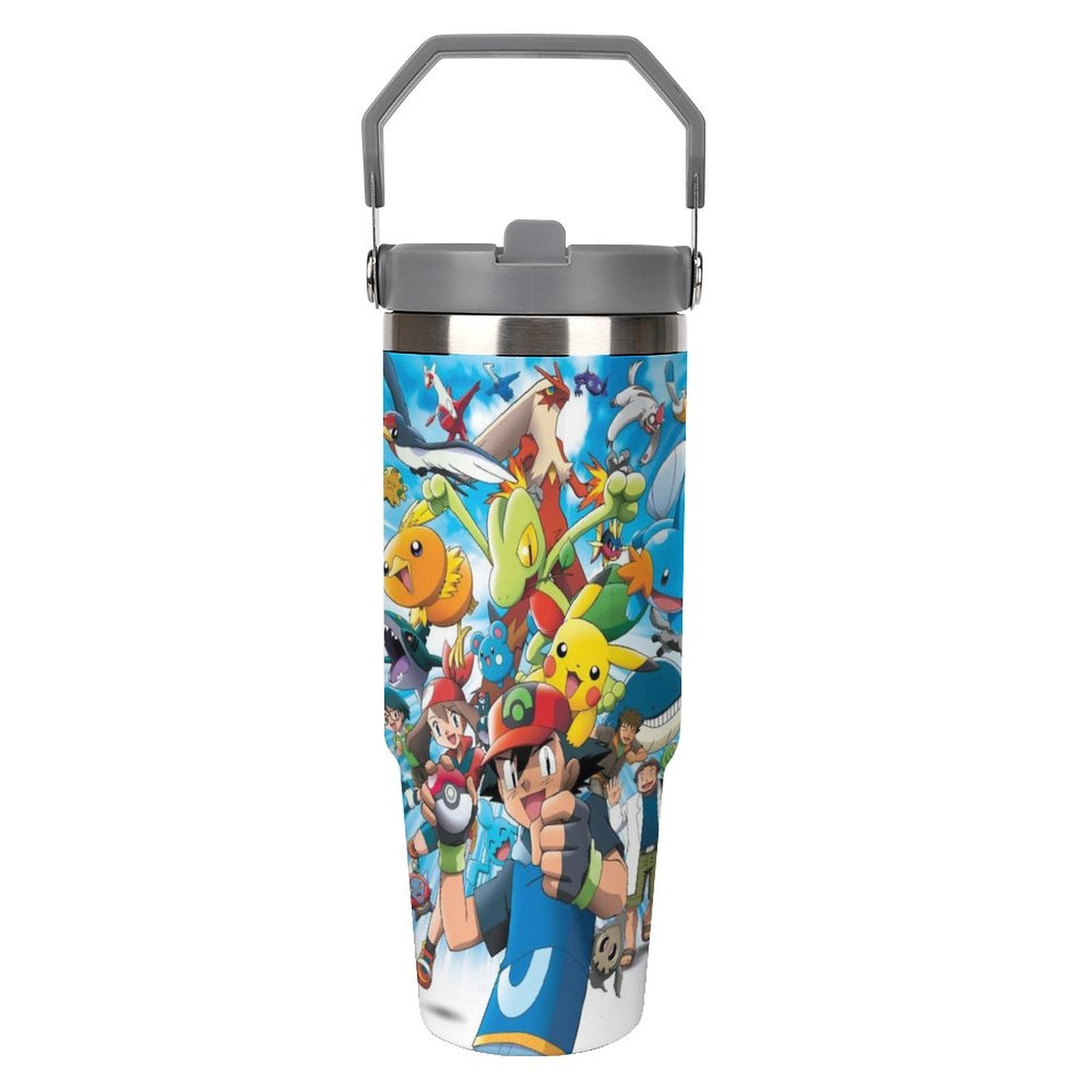 Pokemon Pikachu 30oz Insulated Water Bottle Tumbler Tumbler with Handle ...