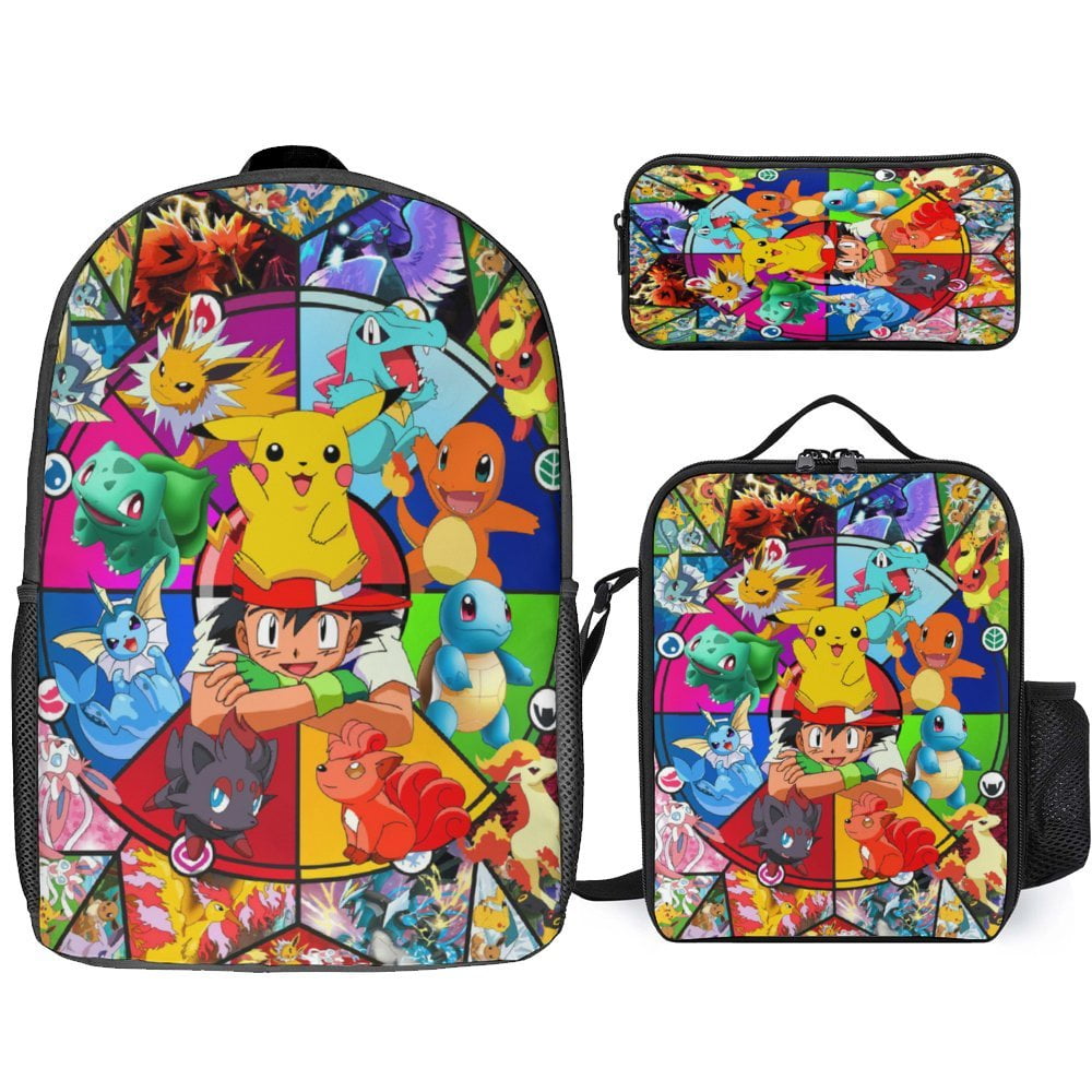 Pokemon_Pikachu 3Pcs Backpack Set Sport Backpacks With Lunch Box ...
