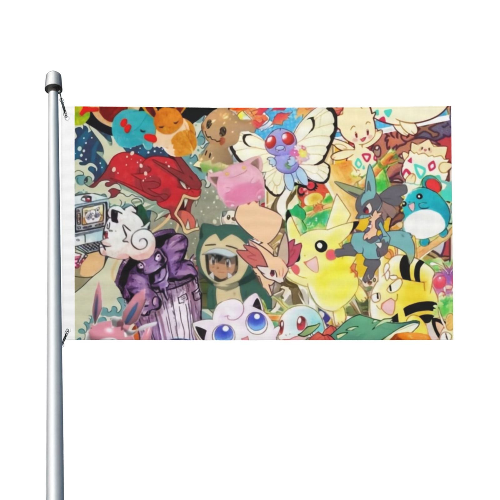 Pokemon Pikachu 5 3x5ft Face Flag Fade Proof Holiday Fall Flag Outdoor ...