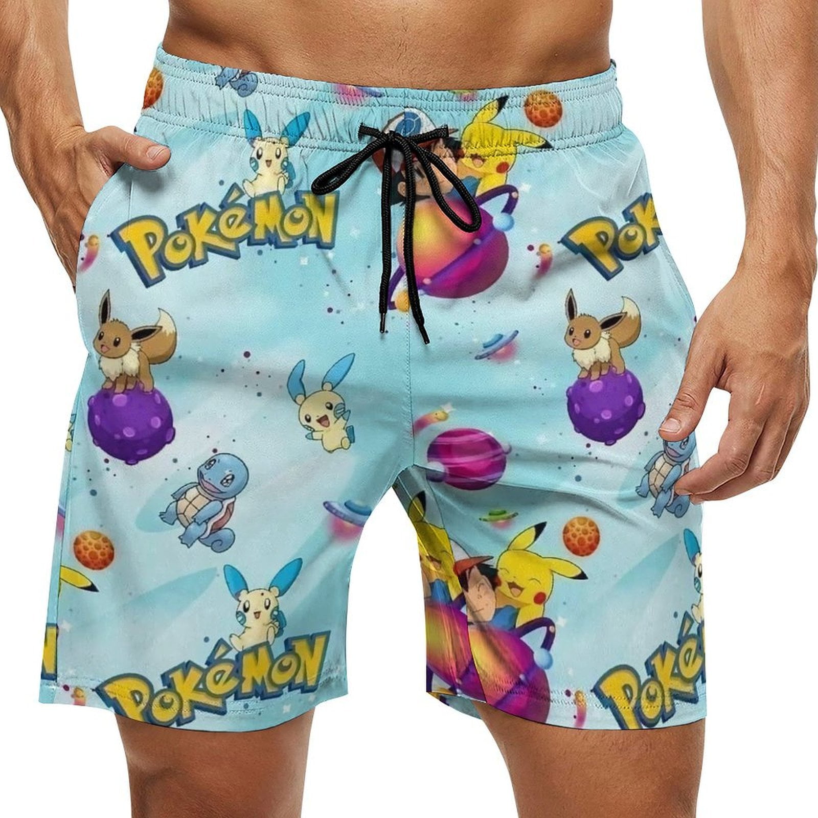 Pokemon Pikachu Ball Men's Swim Trunks Quick Dry Bathing Suit Swimming ...
