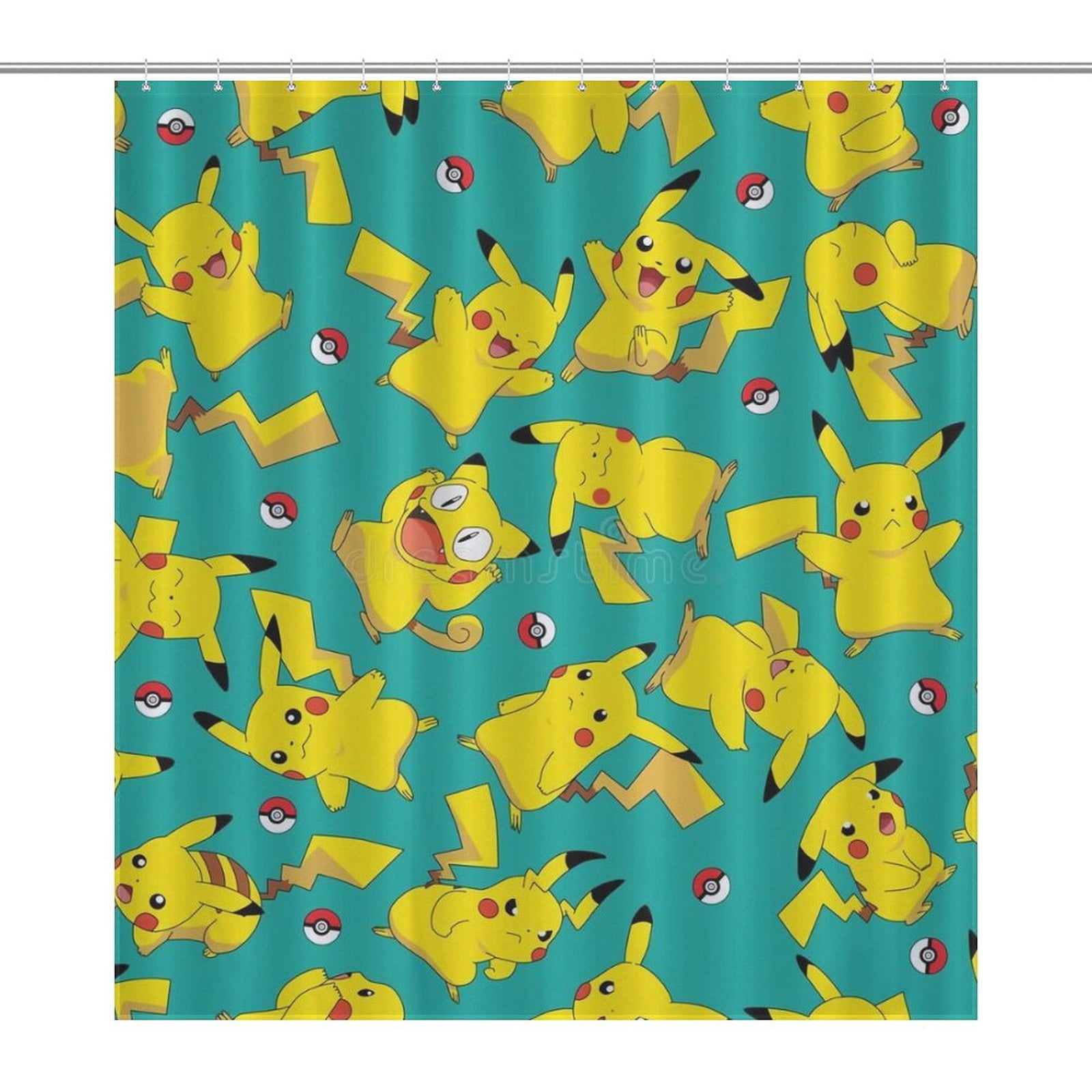 Pokemon Pikachu Ball Rotate Shower Curtain,Shower Curtain for Bathroom ...