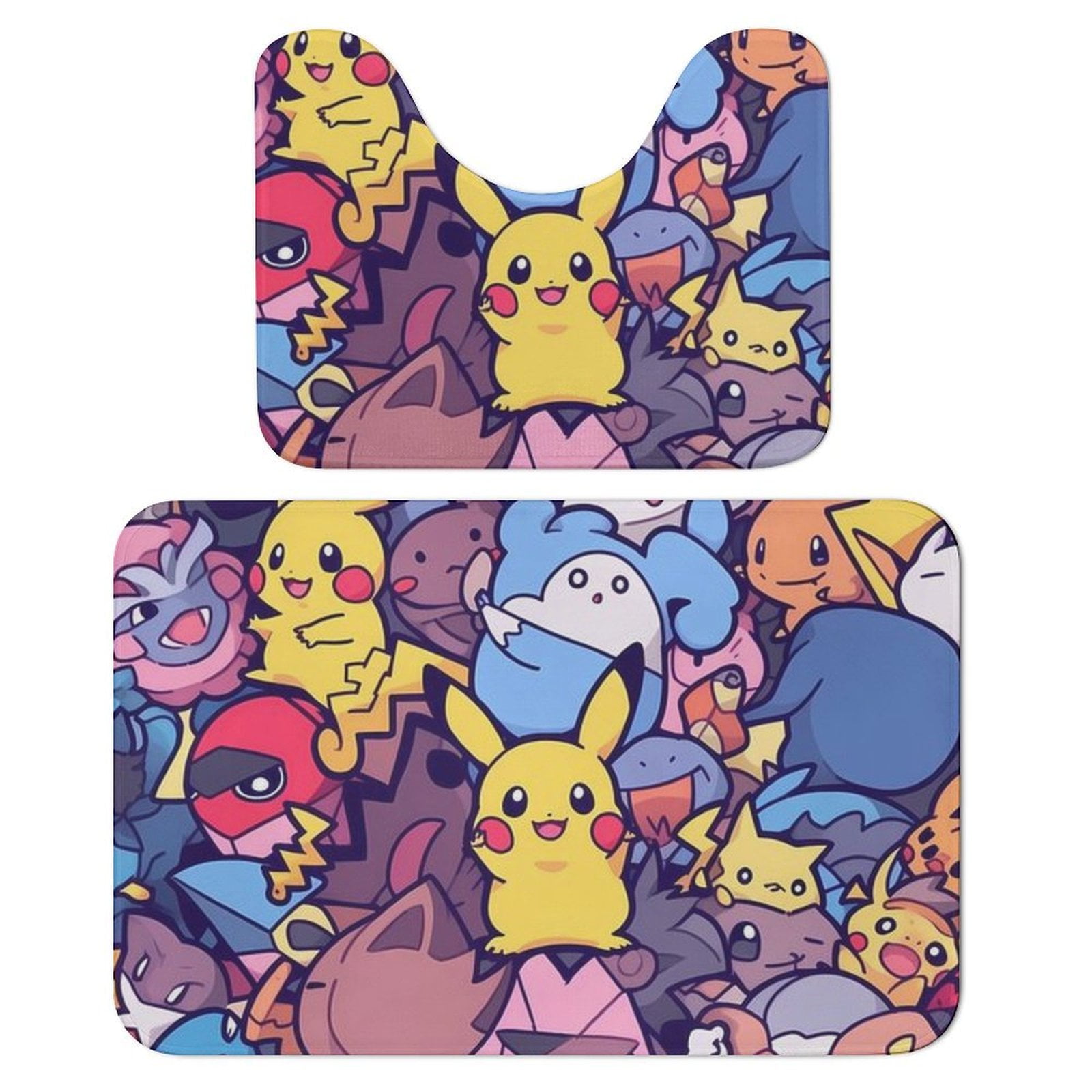 Pokemon Pikachu Bathroom Rug Set 2 Piece Bathroom Mat Set with Non-Slip ...