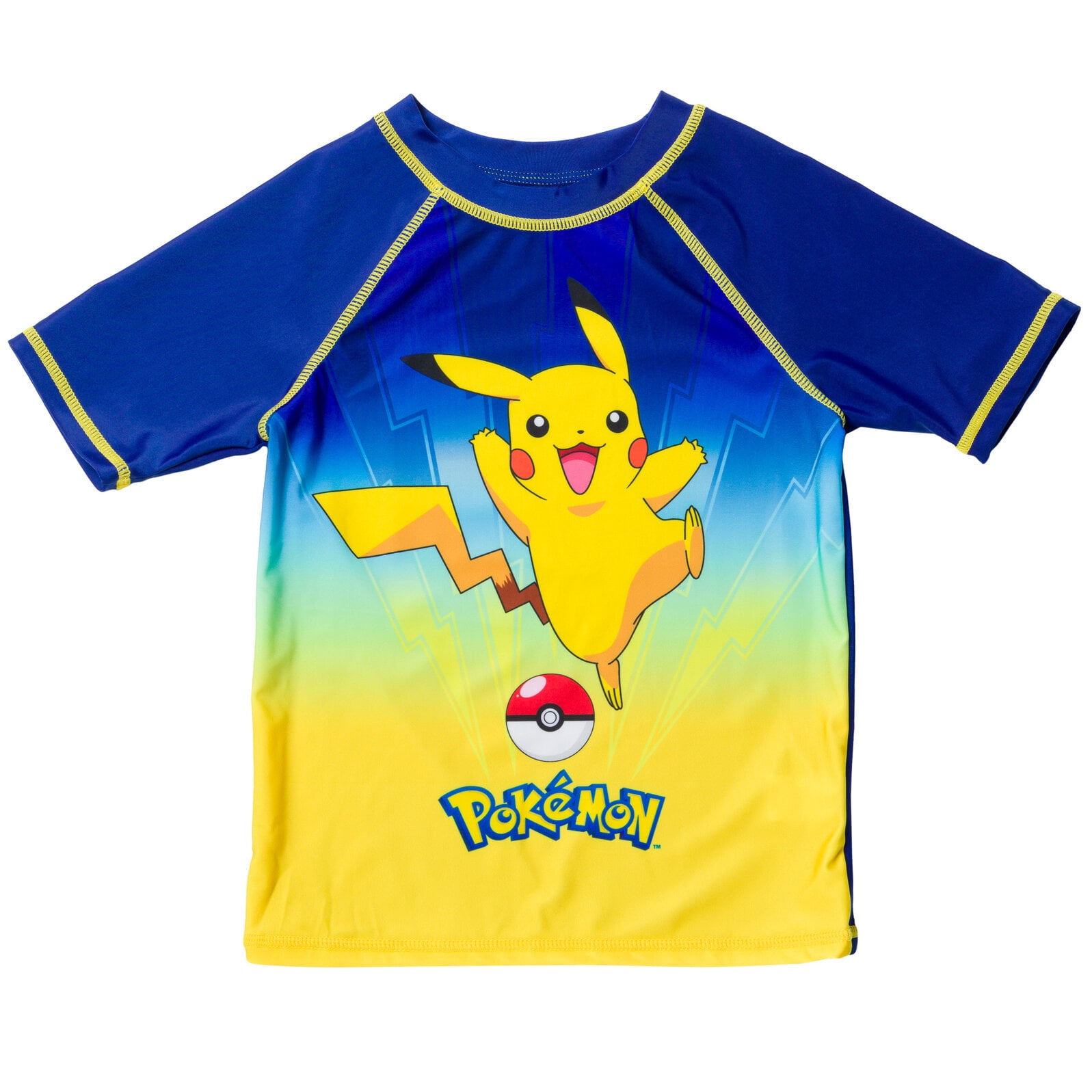 Pokemon Pikachu Big Boys Rash Guard Swim Shirt Little Kid to Big ...