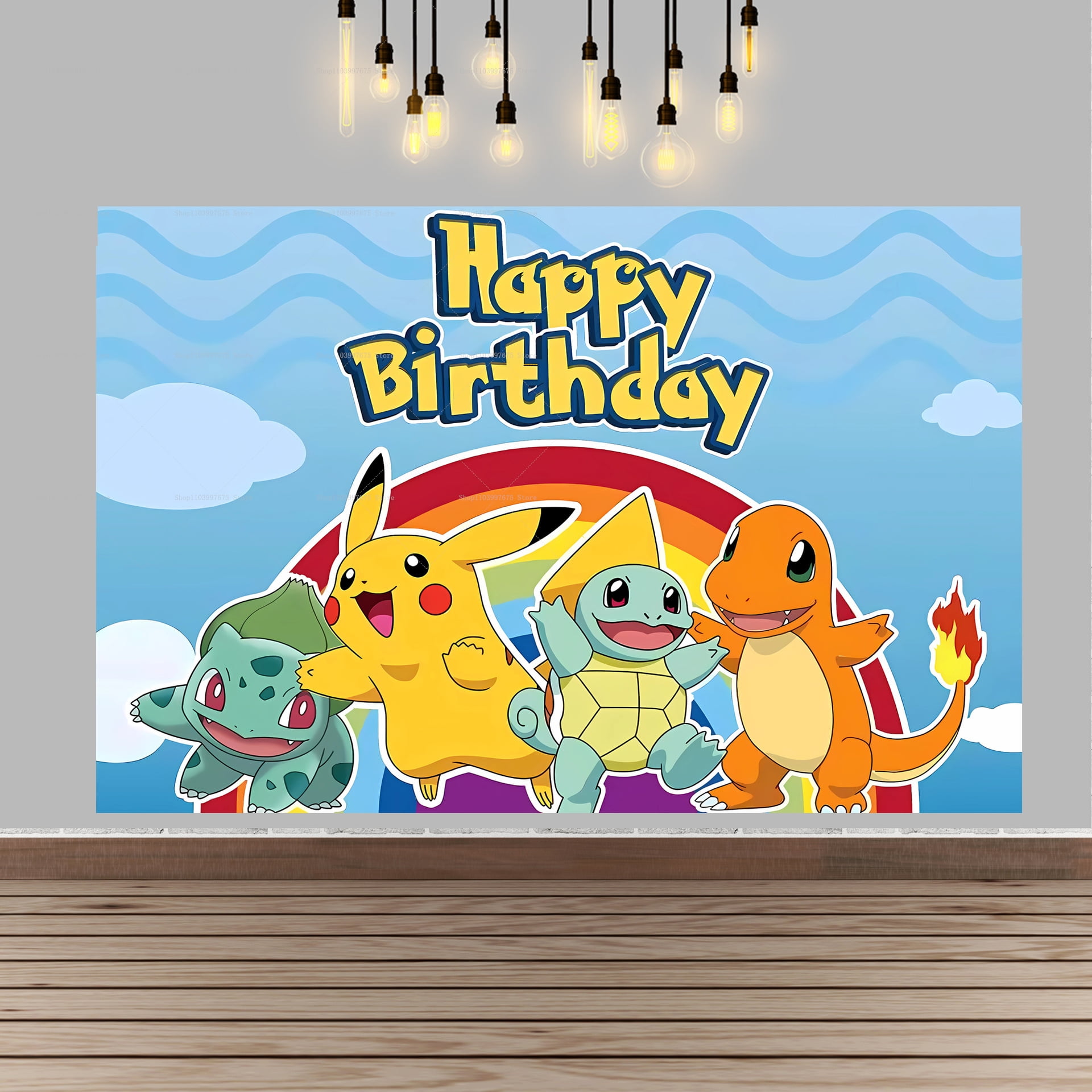 Pokemon Pikachu Birthday Party Backdrop Cartoon Baby Shower Background ...