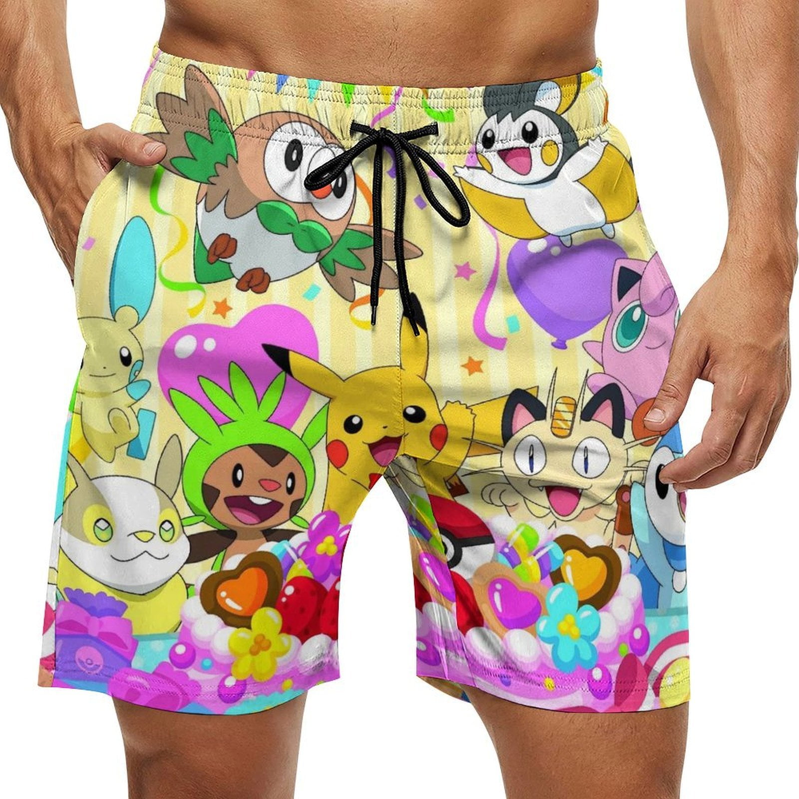 Pokemon-Pikachu Birthday Party Men's Swim Trunks Quick Dry Bathing Suit ...
