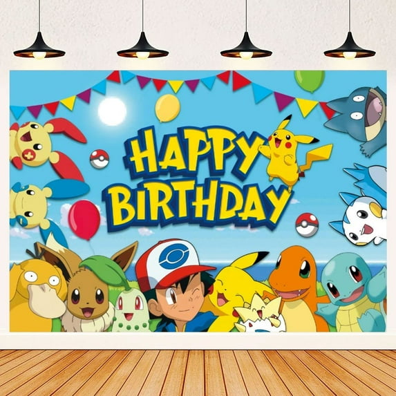 Pokemon Pikachu Cartoon Theme Birthday Flag Background Banner Children ...